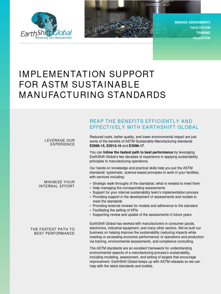 ASTM Sustainable Manufacturing Standards Implementation Support 2 | PDF ...