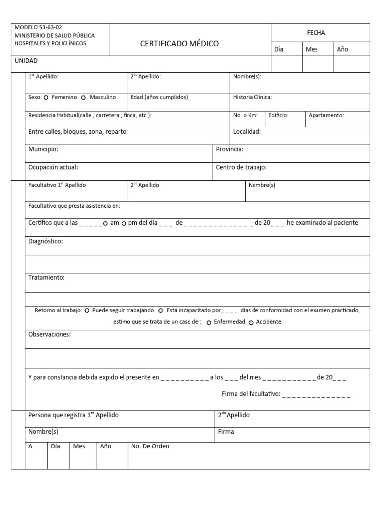 Nuevo Certificado Medico | PDF | Derecho