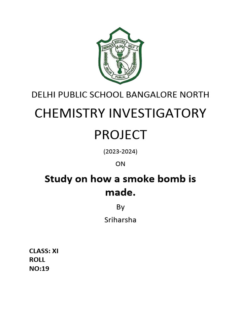 Smoke Bomb Chemistry Project Class XI | PDF | Smoke | Combustion