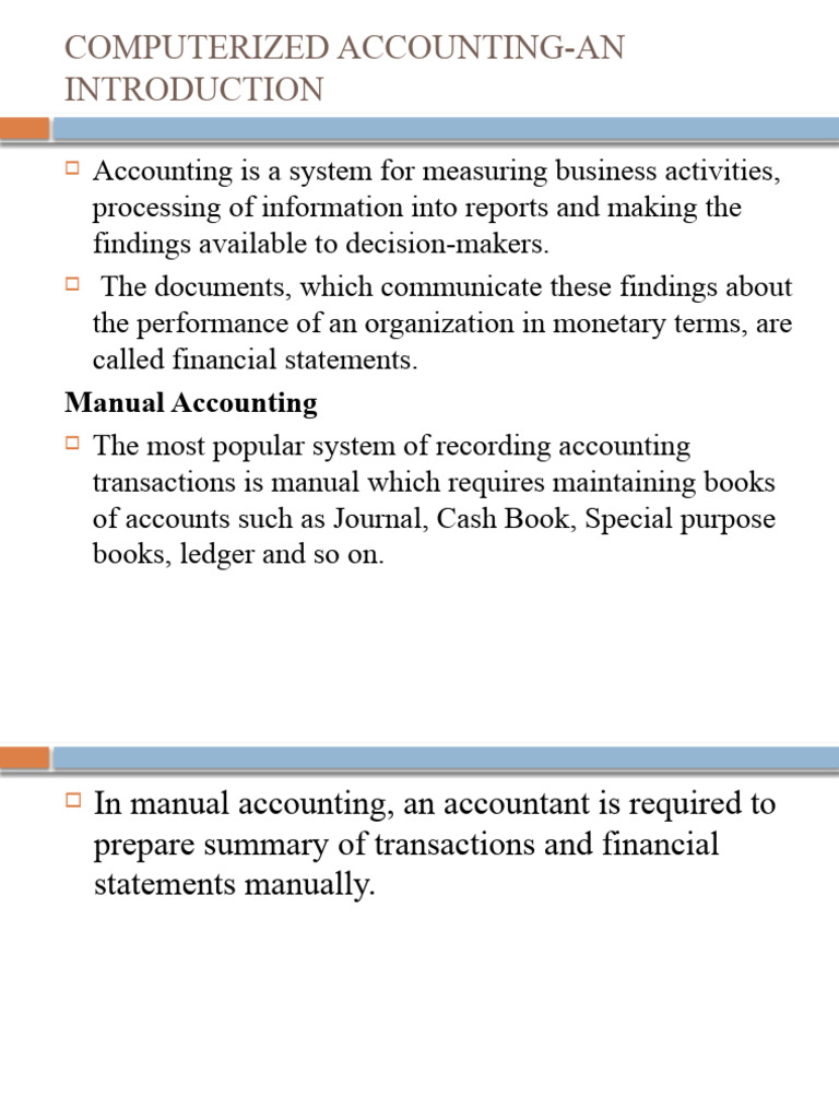 Computerized Accounting-An Introduction | PDF | Accounting | Databases