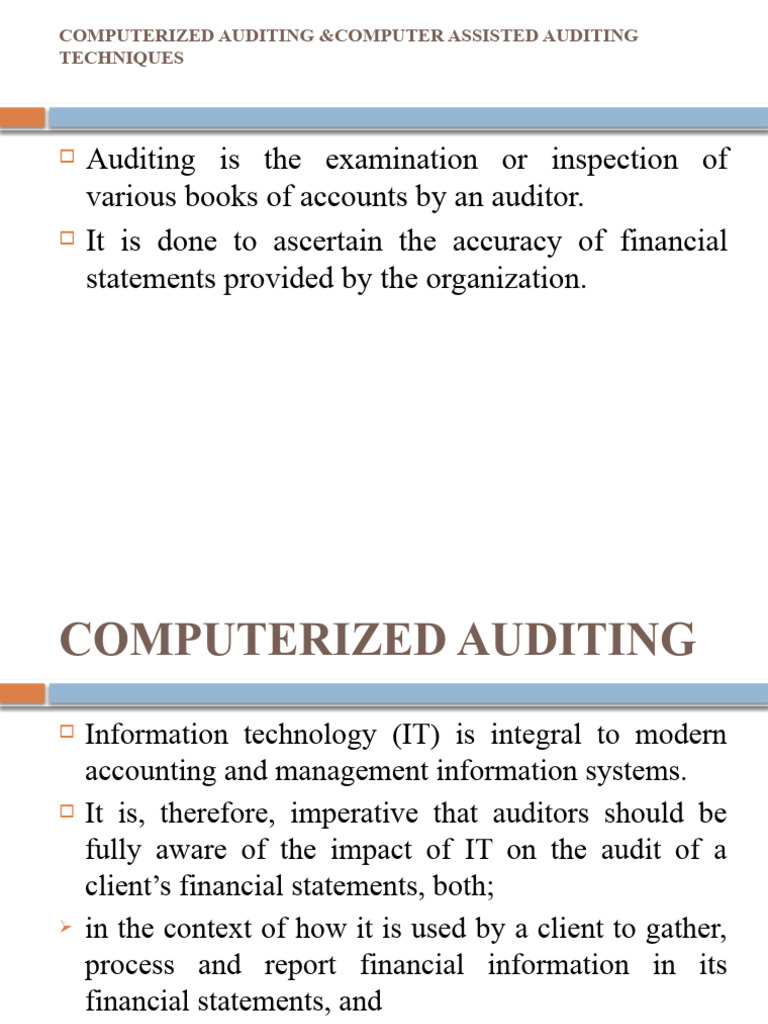 Computerized Auditing | PDF | Audit | Financial Audit