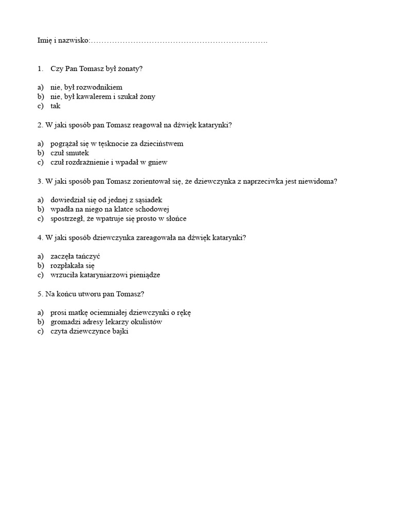 Kartkówka Katarynka | PDF