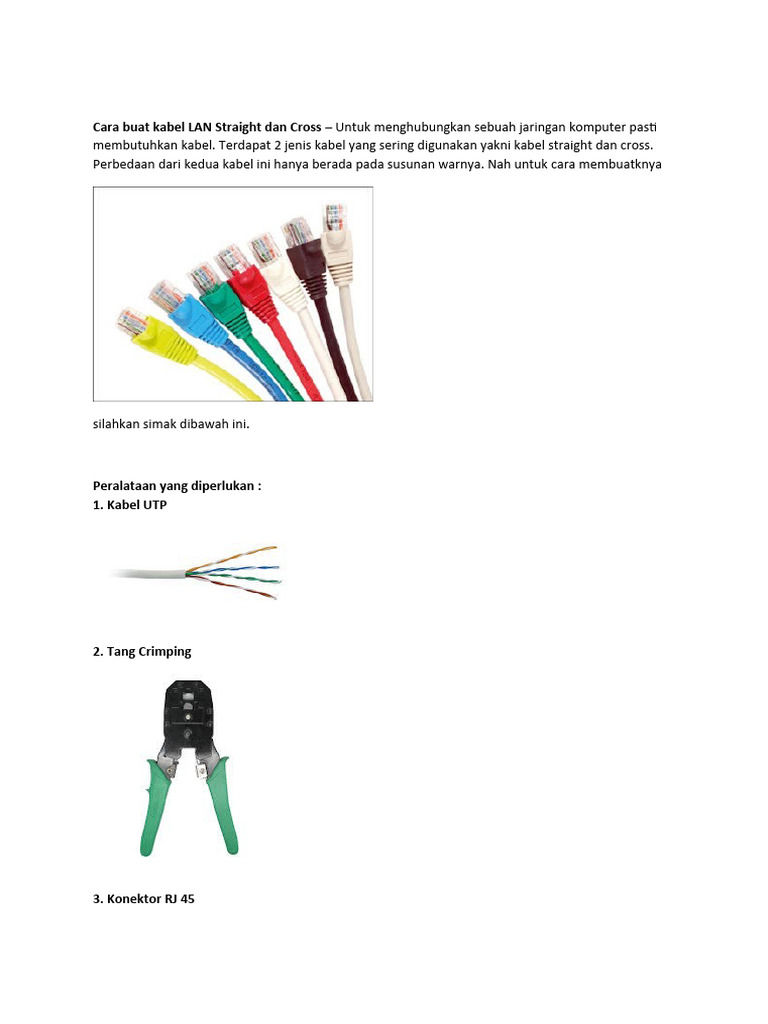 Cara Membuat Kabel LAN Straight dan Cross | PDF