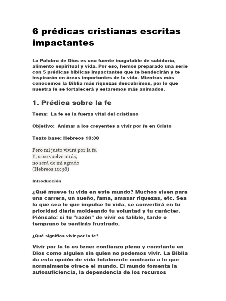 6 Prédicas Cristianas Escritas Impactantes | PDF 6 Prédicas Cristianas Escritas Impactantes | PDF