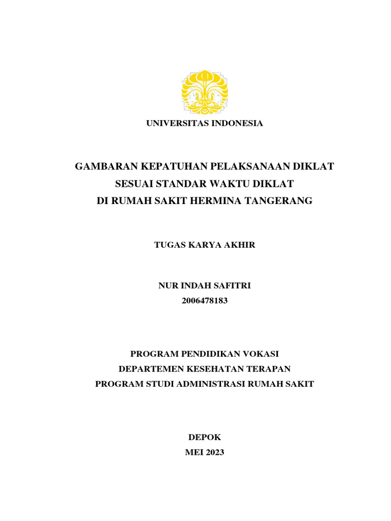 Tugas Karya Akhir Universitas Indonesia Gambaran Kepatuhan Pelaksanaan ... Tugas Karya Akhir Universitas Indonesia Gambaran Kepatuhan Pelaksanaan ...