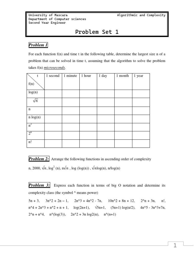 Pset 1 | PDF | Computational Complexity Theory | Logarithm
