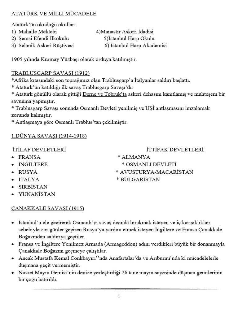 Milli Mücadele Özet | PDF