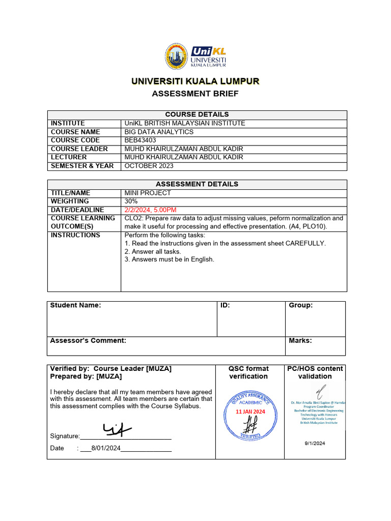 Mini Project With Coverpage - S2 2023-All Signed | PDF | Analytics ...