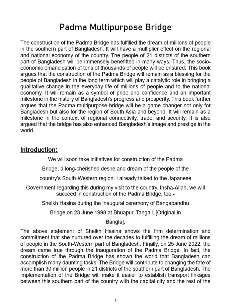 Padma Multipurpose Bridge | PDF | Bangladesh | Economies