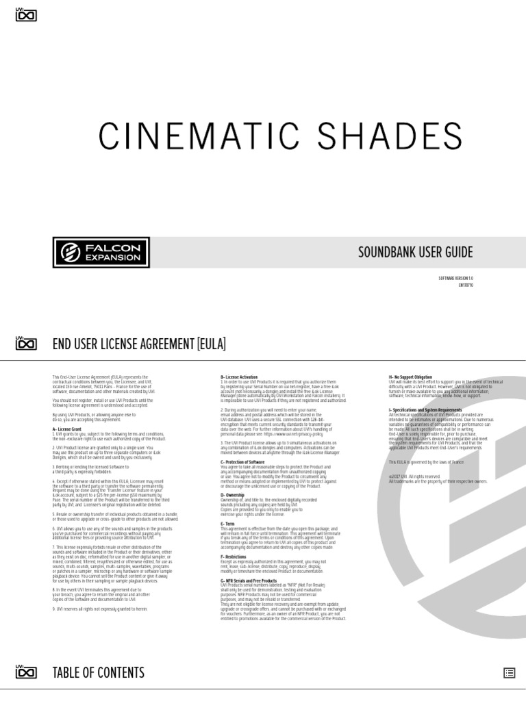 cinematic-shades_manual | PDF | License | Synthesizer