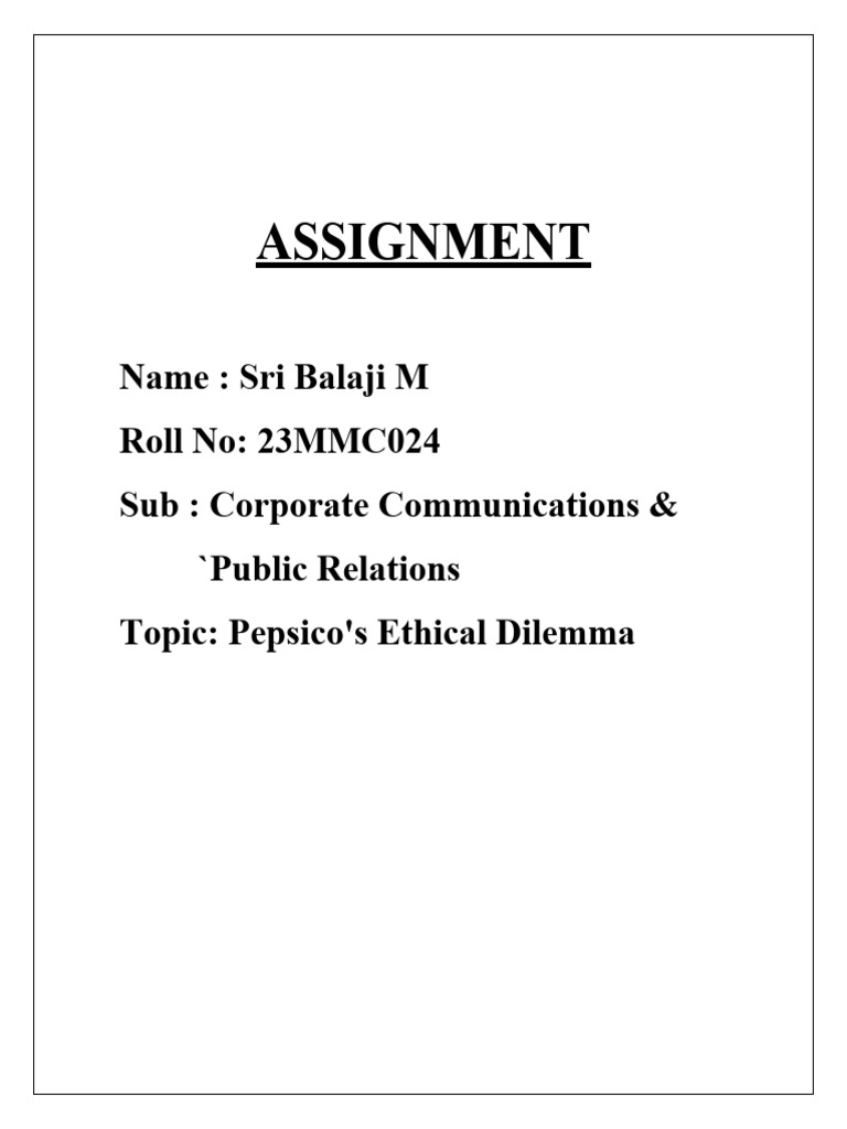 Pepsico's Ethical Dilemma Overview | PDF | Supply Chain | Sustainability