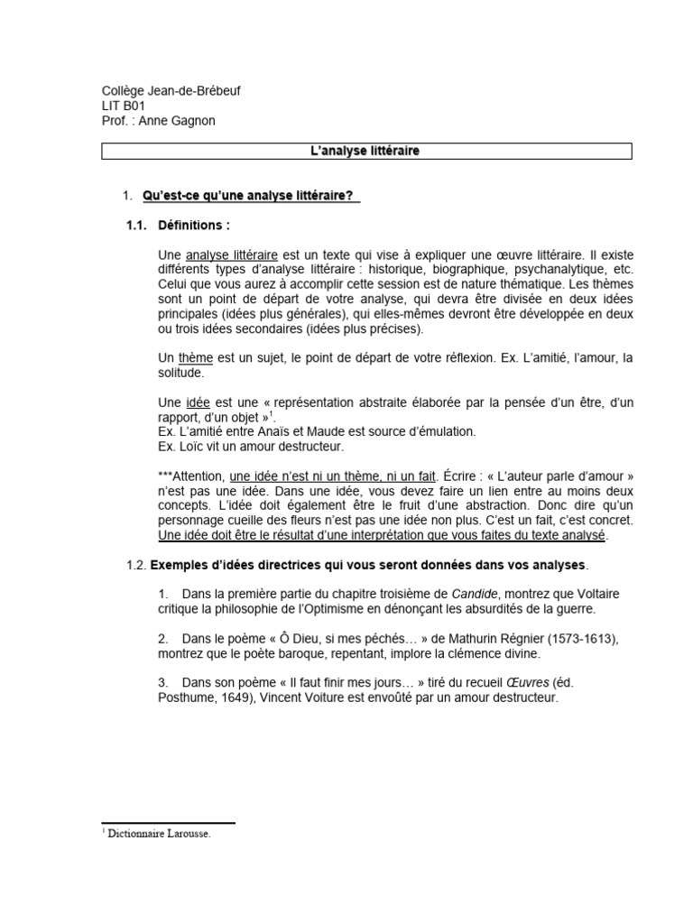 Consignes Analyse Litt A23 | PDF | Ponctuation | Guillemet