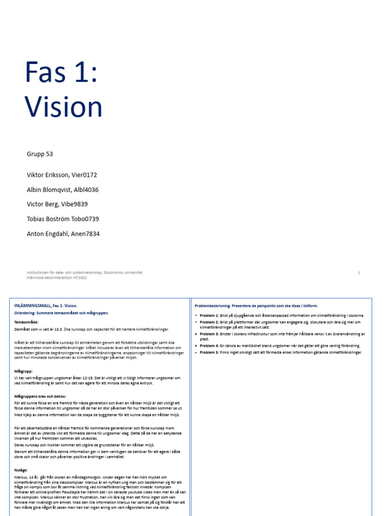 Fas 1 Vision Grupp53 | PDF