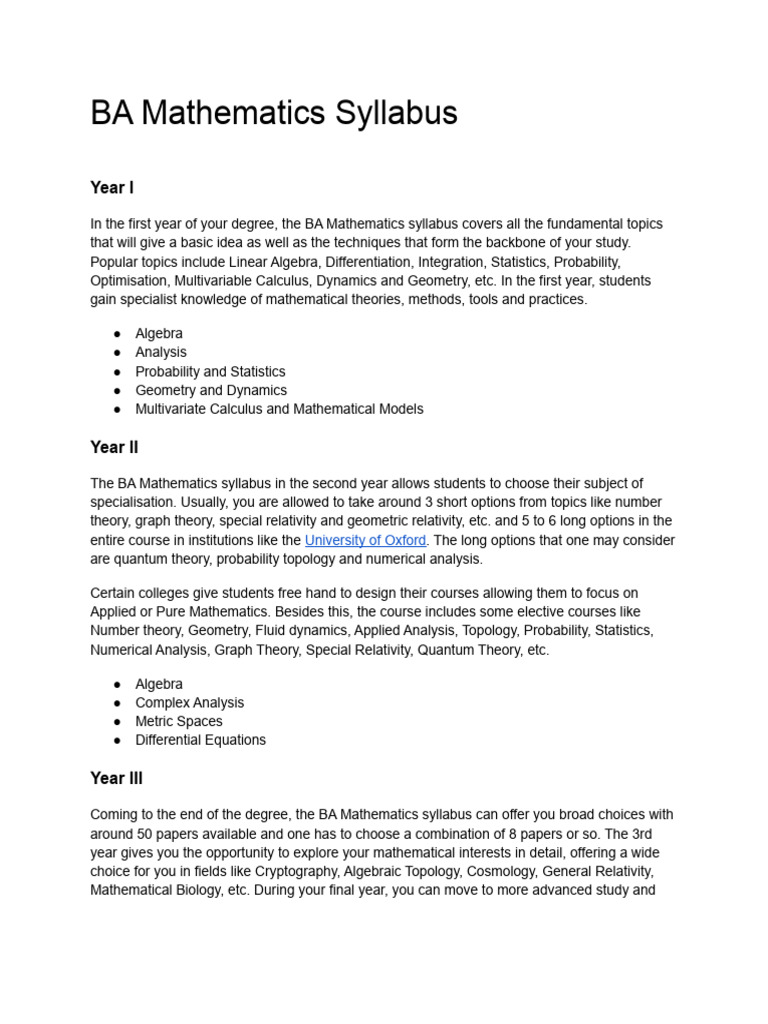BA Mathematics | PDF | Mathematics | Mathematical Analysis