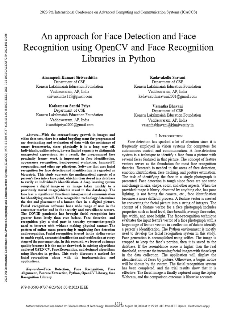 An Approach For Face Detection and Face Recognition Using OpenCV and Face Recognition Libraries ...