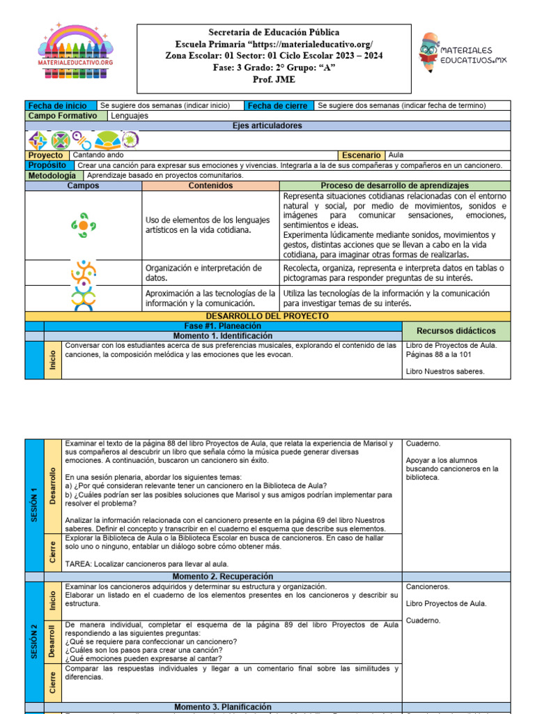 Proyecto2doGrado - Cantando Ando | PDF | Rima | Canciones