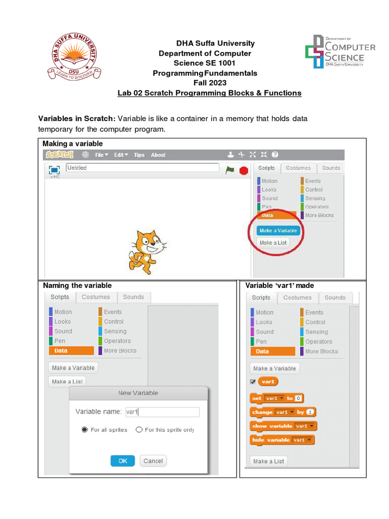 Scratch Programming Lab Guide | PDF | Function (Mathematics ...