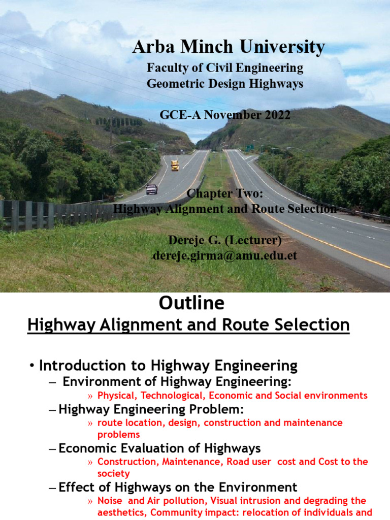 Highway Allignemnt and Route Selection | Download Free PDF | Road | Surveying