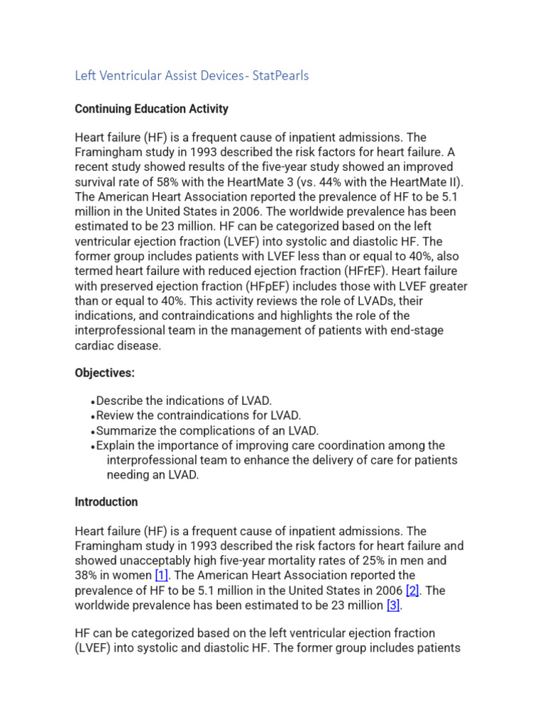 Left Ventricular Assist Devices - StatPearls | PDF | Heart Failure ...