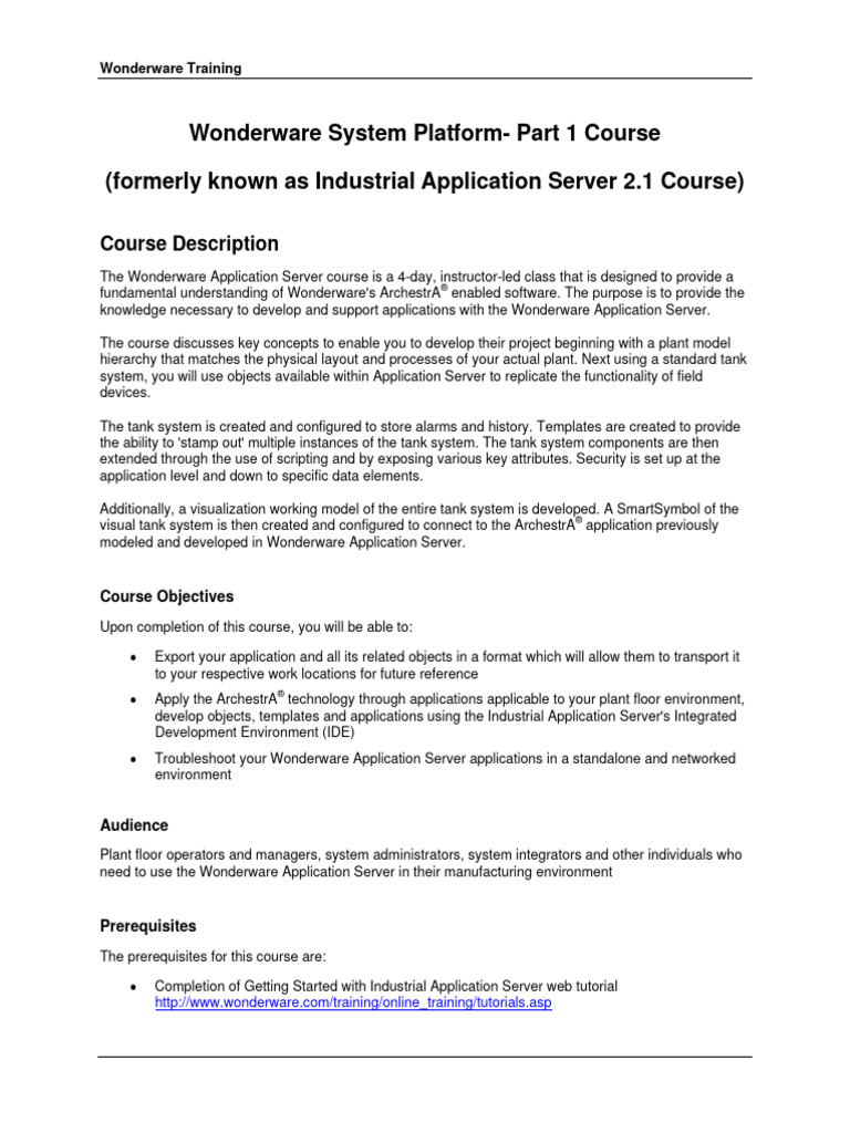 Wonderwaresystemplatform Part1 Reva Coursedescription | PDF | System ...