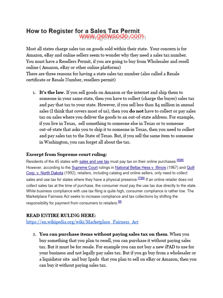 02-How To Register For A Sales Tax Permit | PDF | The United States ...