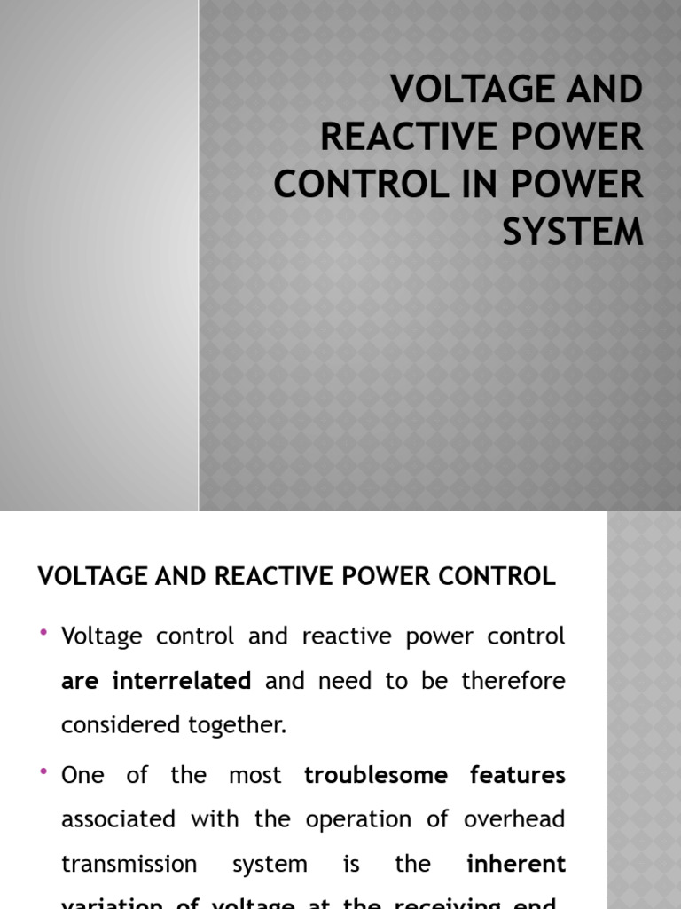 Voltage And Reactive Power Control In Power System Pdf