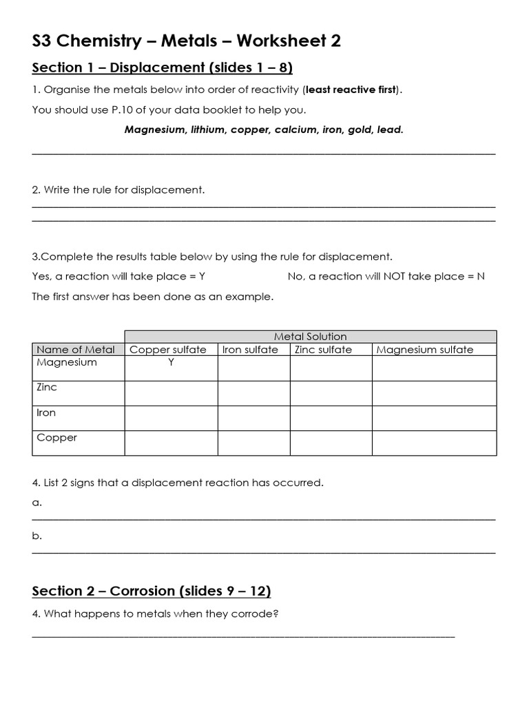 Week 2 Worksheet | PDF | Corrosion | Rust