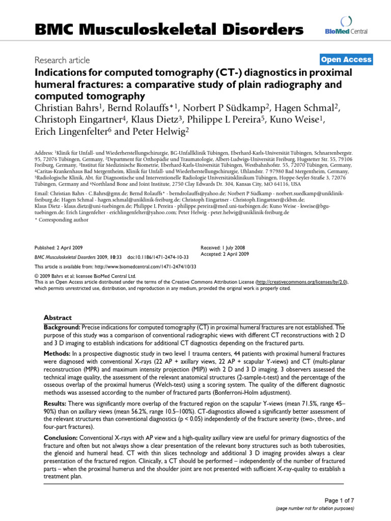 BMC Musculoskeletal Disorders | PDF | Ct Scan | Medical Imaging
