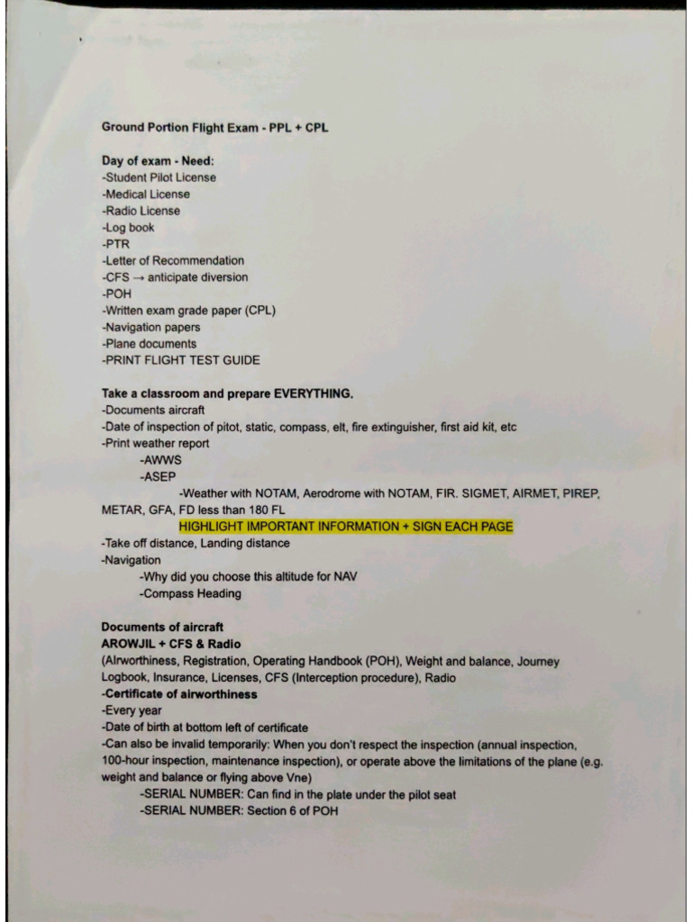 PPL-CPL FT Oral CK | PDF