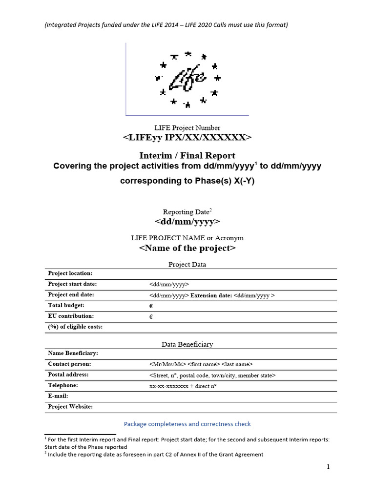 Interim-Final Report Template For Integrated Projects - 0 | PDF ...