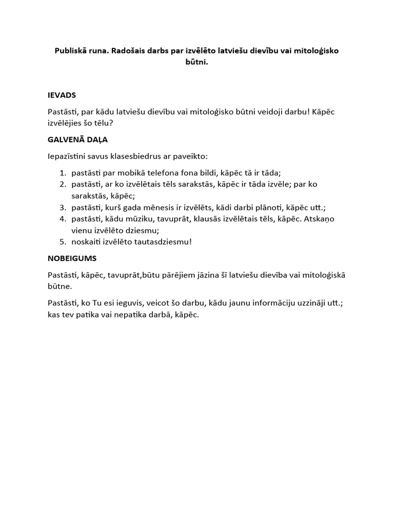Publiskā Runa - Radošais Darbs - Docx Prezentācija | PDF