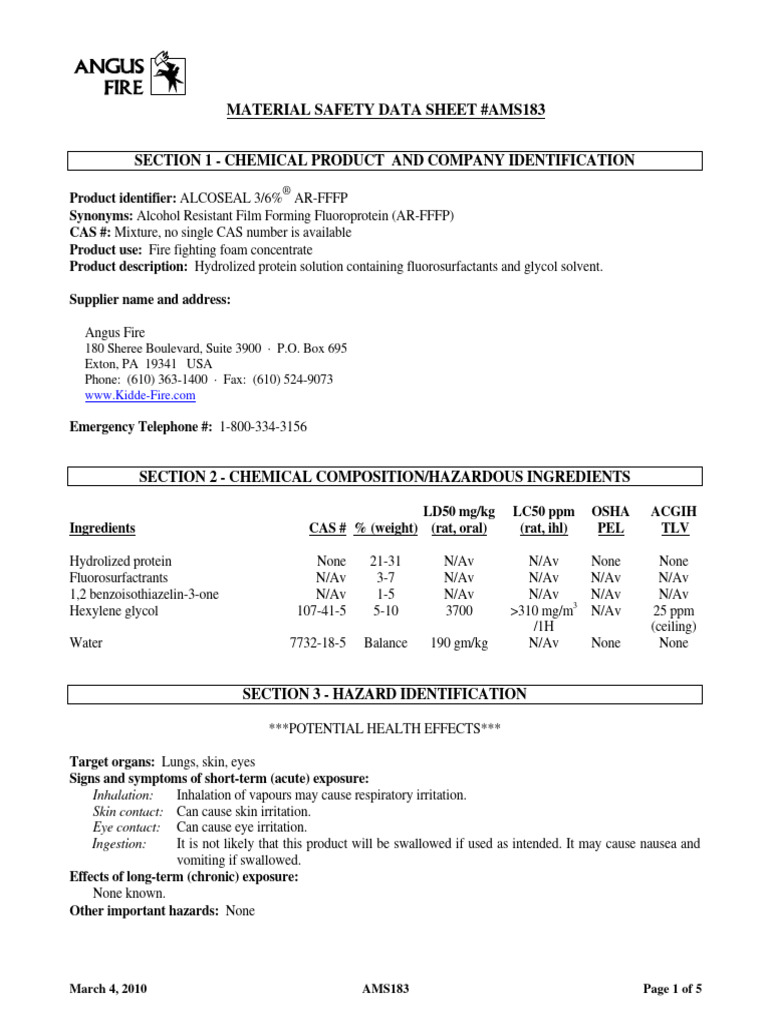 MSDS Fffp-English1 | Download Free PDF | Dangerous Goods | Resource ...