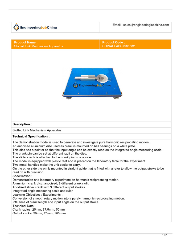 Slotted Link Mechanism for Harmonic Motion | PDF | Laboratories ...