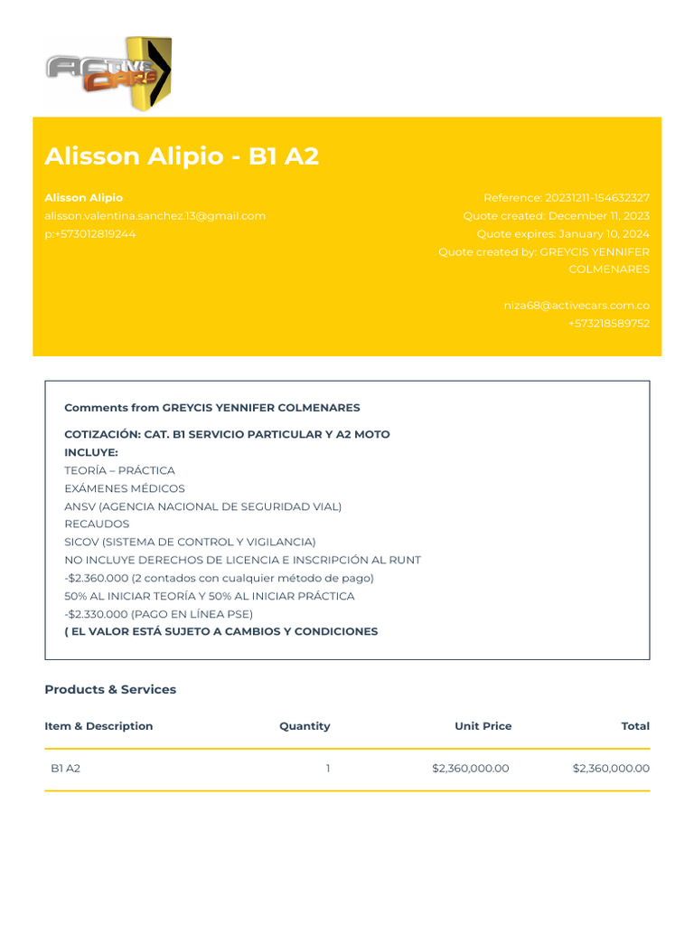Alisson Alipio - B1 A2 | PDF | Transporte privado | Vehículo de motor