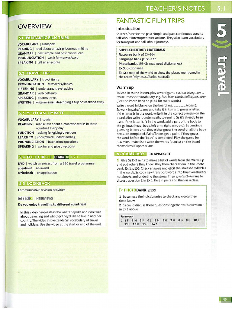 Speakout Pre-Intermediate Teachers Notes 5 | PDF
