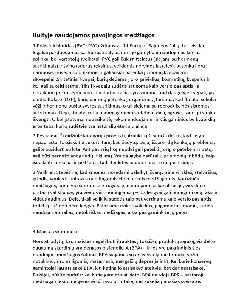 Buityje Naudojamos Pavojingos Medziagos 2 | PDF