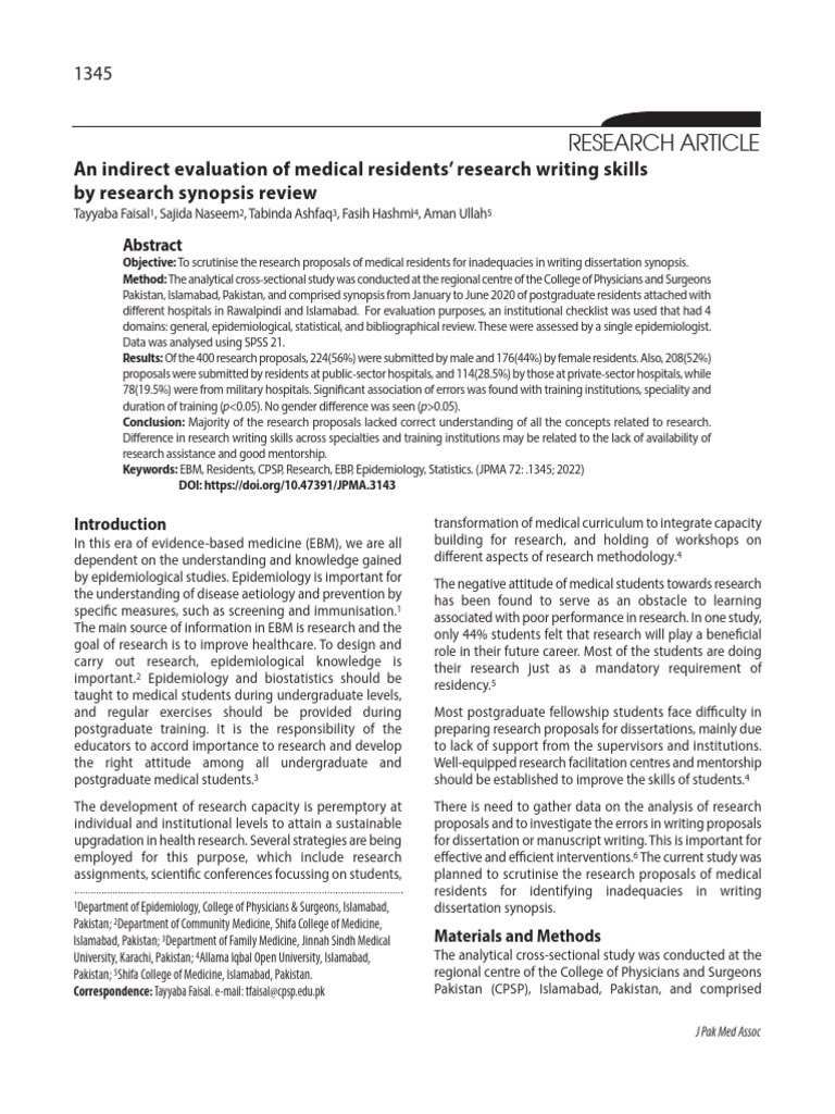 2022-JPMA - An Indirect Evaluatiom | PDF | Statistics | Epidemiology