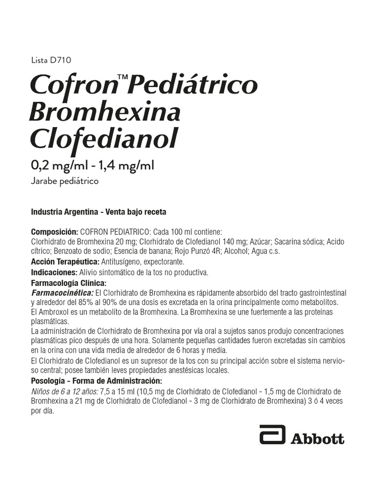 COFRON JARABLE Pediátrico | PDF | Tos | Especialidades Medicas