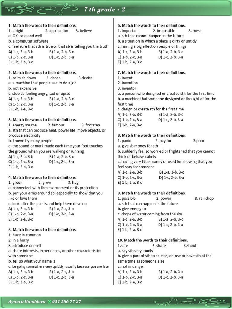 Grade 7 Definition 2 | PDF