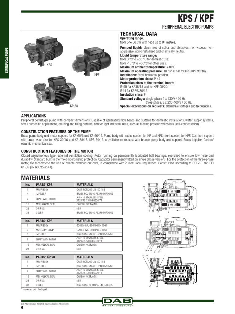 KPS KPF TS Eng 0 | PDF | Pump | Electric Motor