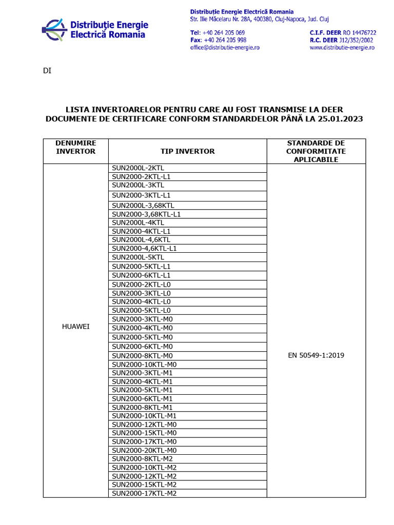 TABEL-INVERTOARE-CONFORME_76 | PDF | Electrical Engineering | Electric ...