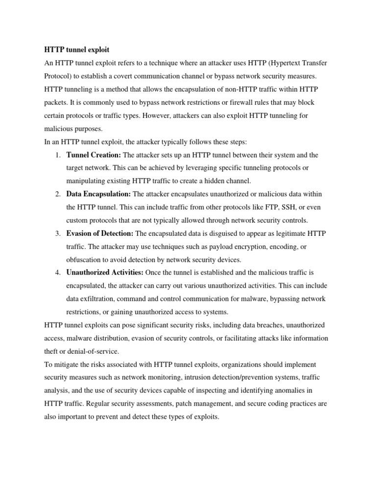 HTTP Tunnel Exploit Overview | PDF