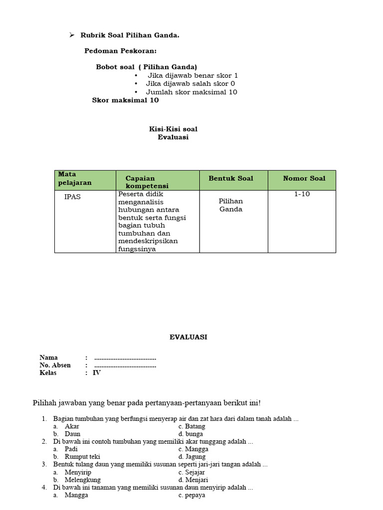 Rubrik Dan Instrumen Modul1 | PDF