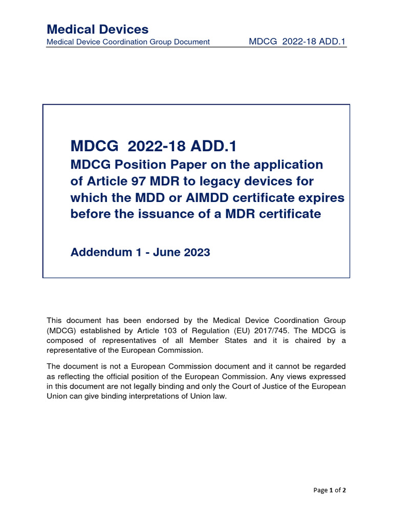 MDCG Position on Legacy Medical Devices | PDF | Medical Device | Justice