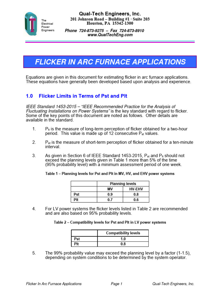 Flicker Analysis in Arc Furnaces | PDF | Electronics | Equipment