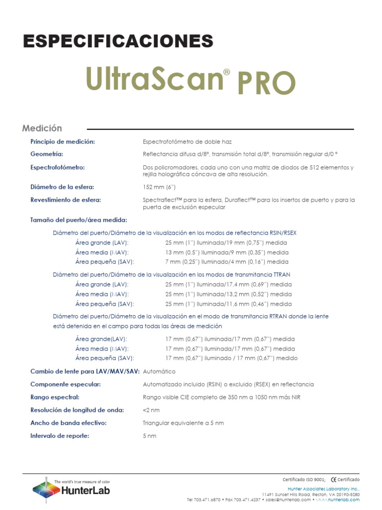 Espec. Ultrascan Pro Lab-056 | PDF | Fenomeno fisico | Metrología