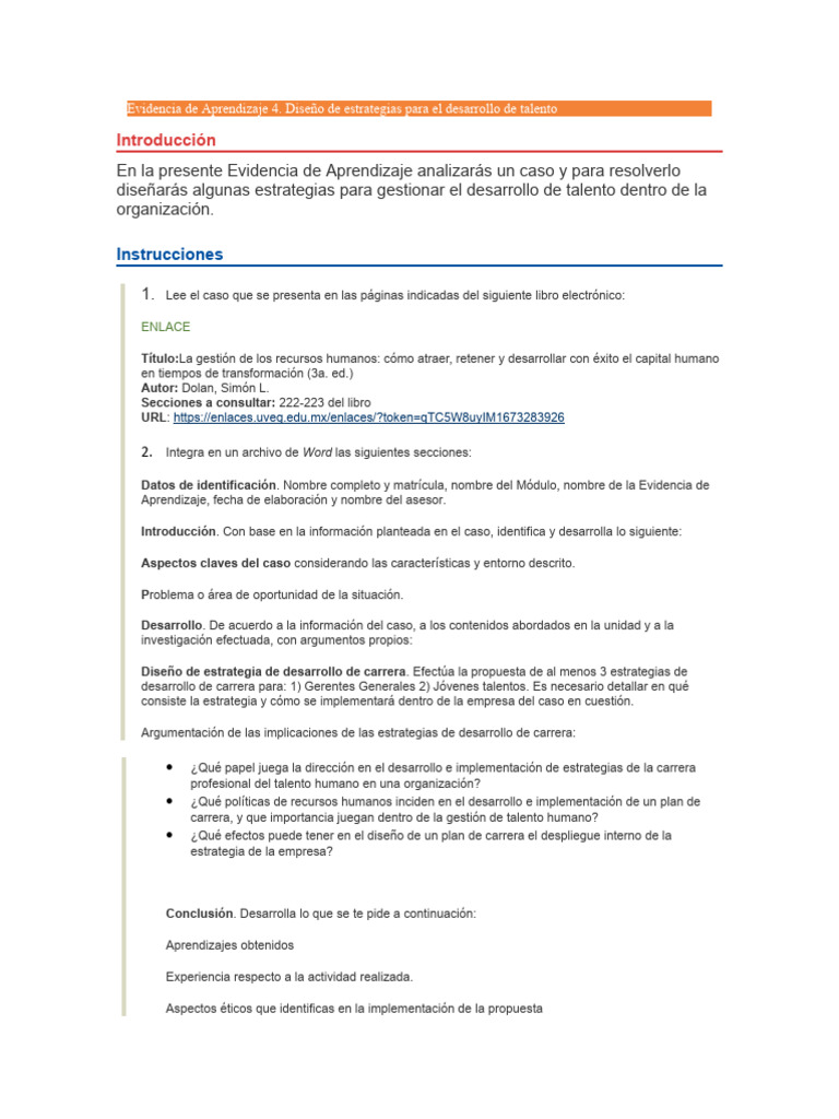 ACTIVIDAD 1 Diseño de Estrategias para El Desarrollo de Talento | PDF | Gestión de recursos ...