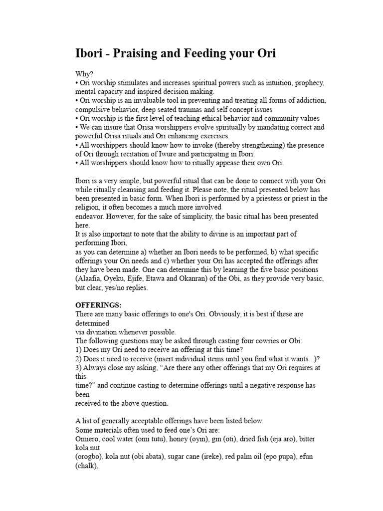 011 Ibori - Praising and Feeding Your Ori | PDF