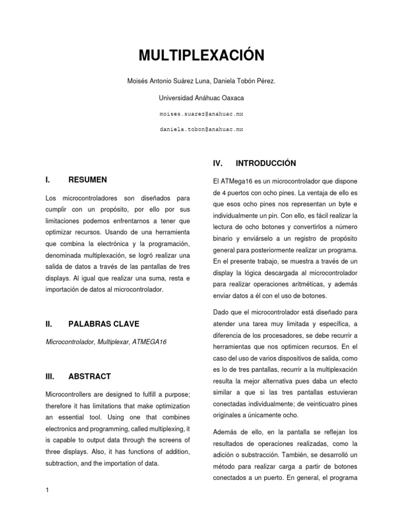 Tarea 3 Multiplexar Descargado | PDF | Microcontrolador | Poco