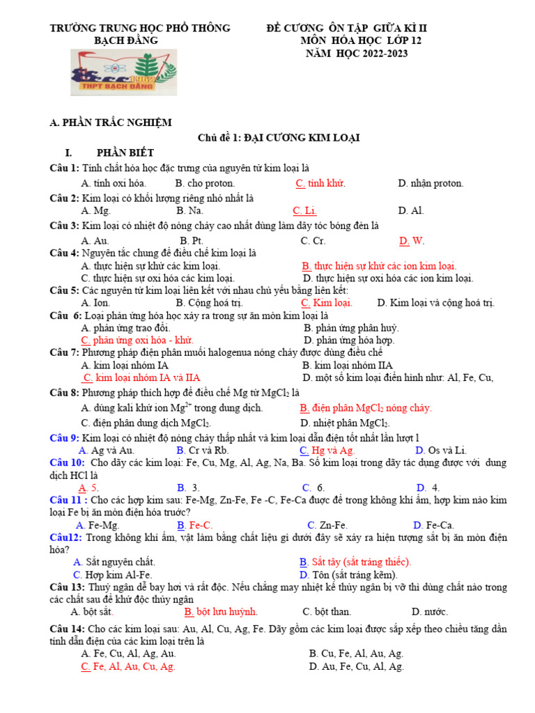 GV-ĐỀ-CƯƠNG-ÔN-TẬP-GK-II-LỚP-12-2023 | PDF